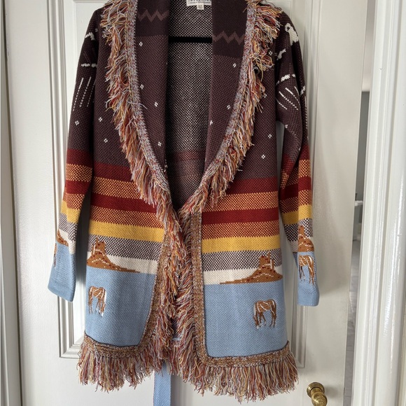 Idyllwind | Sweaters | Colorful Southwestern Cardigan With Fringe And ...